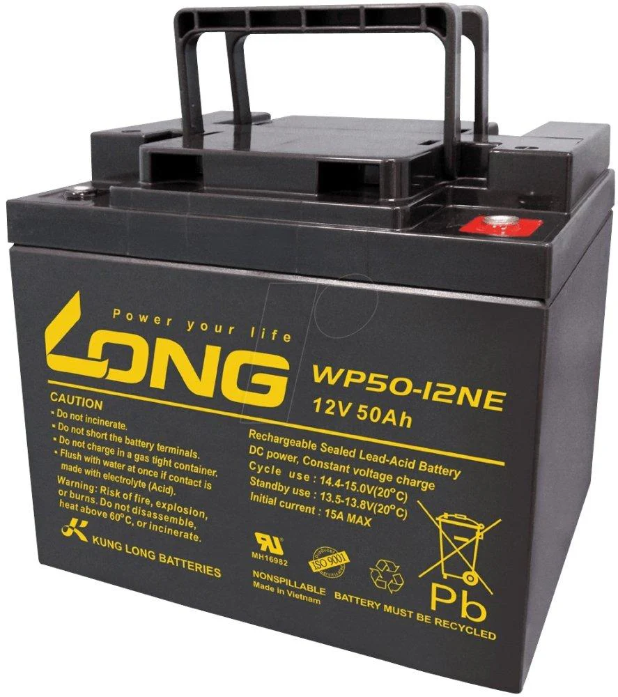 12V 50Ah Rechargeable Sealed Lead Acid Battery - LONG | Creative Vision